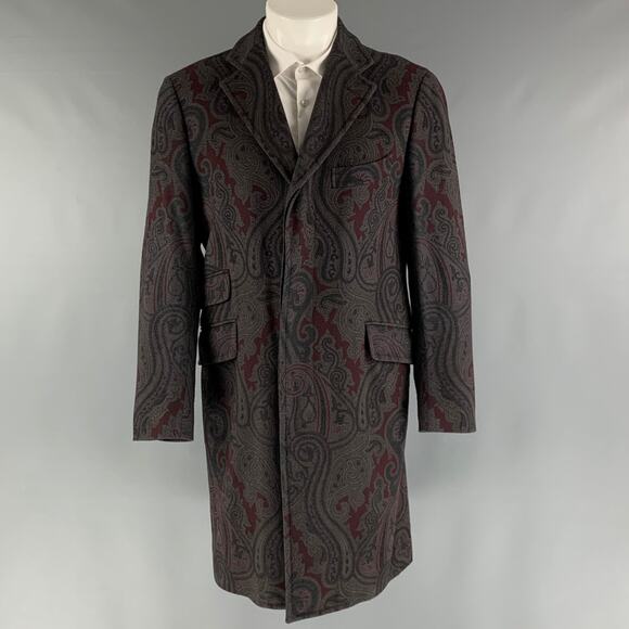 Etro | Jackets & Coats | Etro Size 4 Grey Burgundy Paisley Wool ...